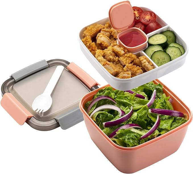 Amazon.com: Freshmage Salad Lunch Container To Go, 52-oz Bowls with 3 ...
