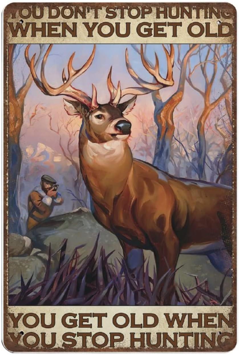 Amazon.com: Vintage Thick Metal Tin Sign- Deer Hunting Hunter Get Old ...