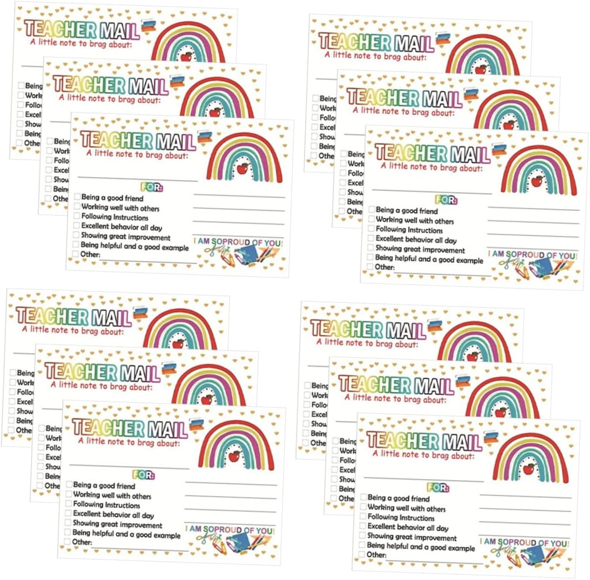 ARTIBETTER 50Pcs Student Rewards Cards Behavior Encouragement Classroom ...