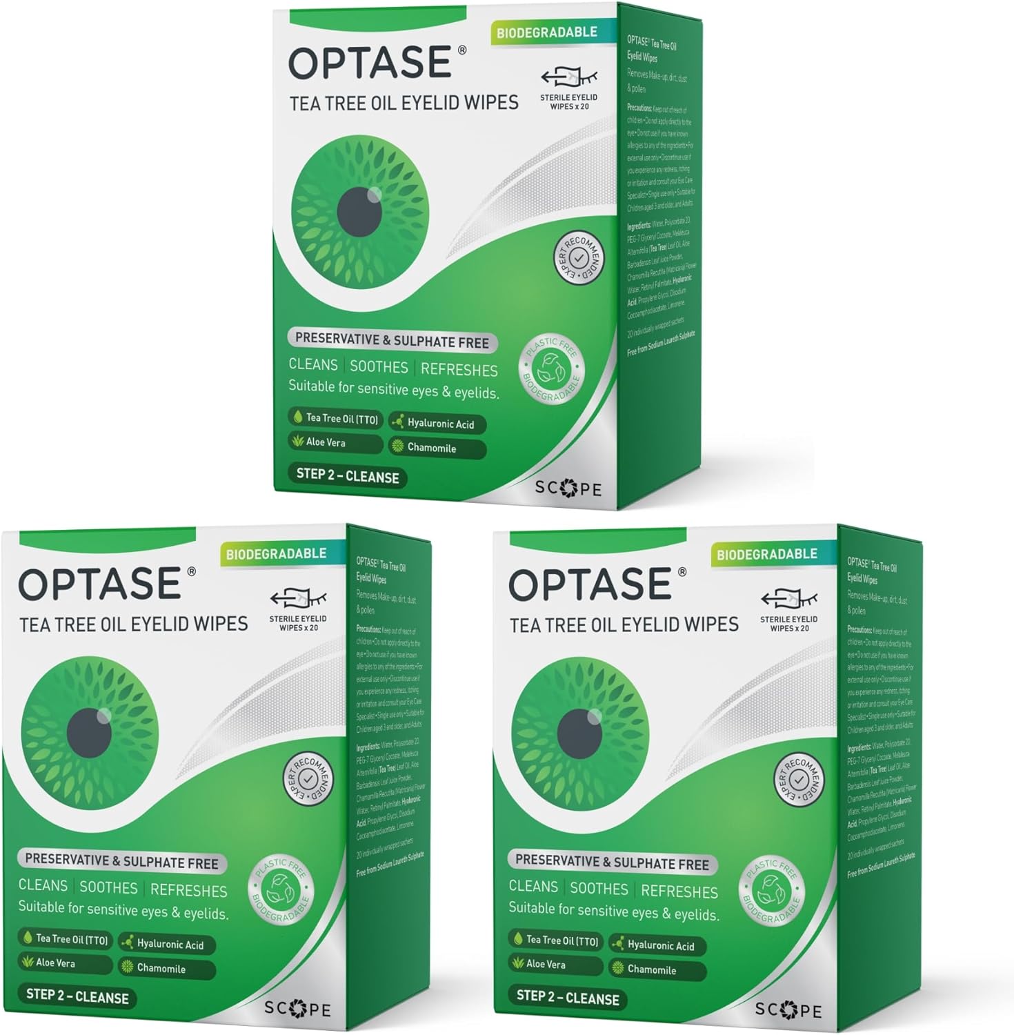 Optase TTO Eyelid Cleansing Wipes - Triple Pack - for Daily Eyelid ...