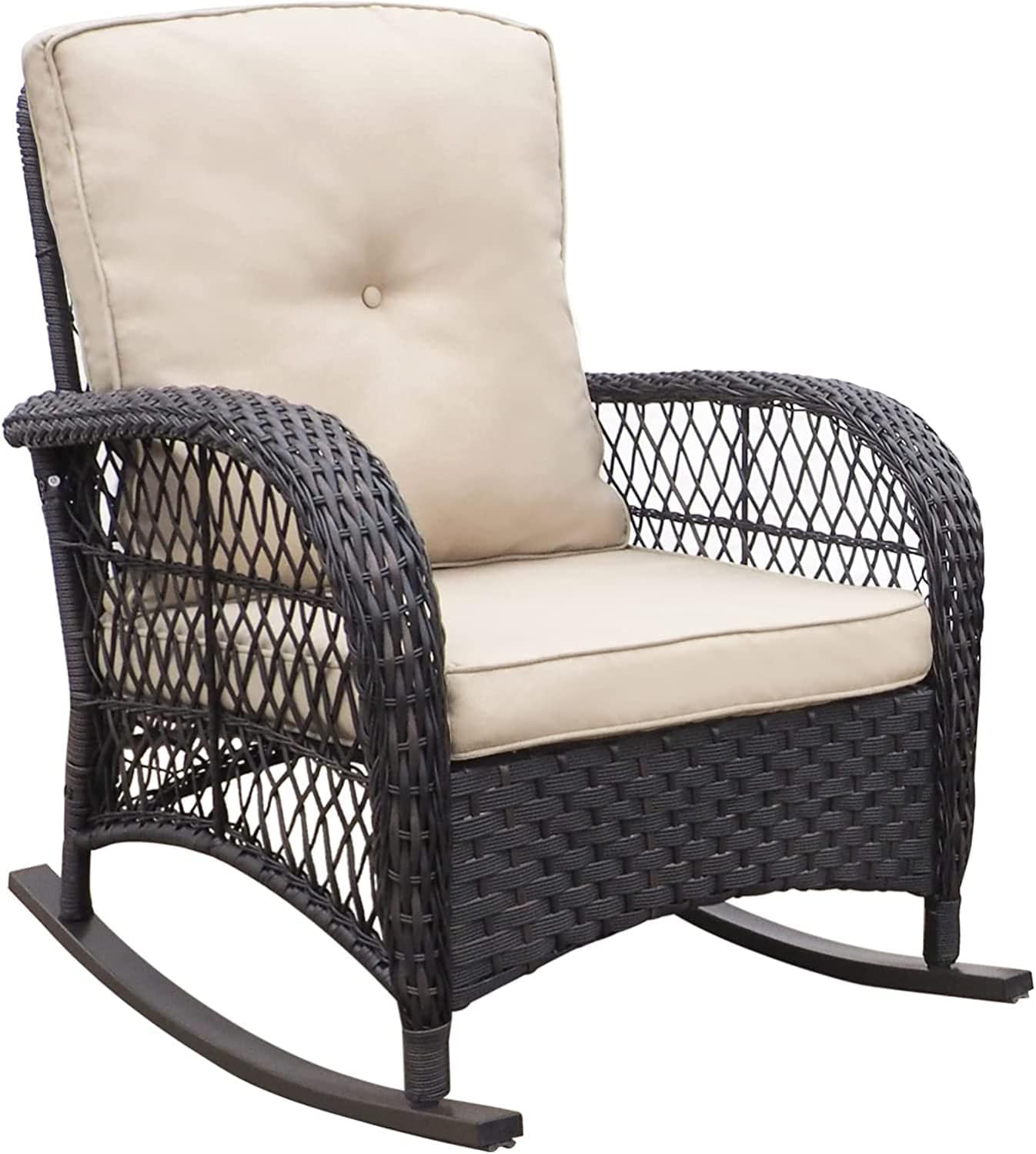 Amazon.com: Outdoor Patio Wicker Rocker Chair, Porch Rattan Rocking ...