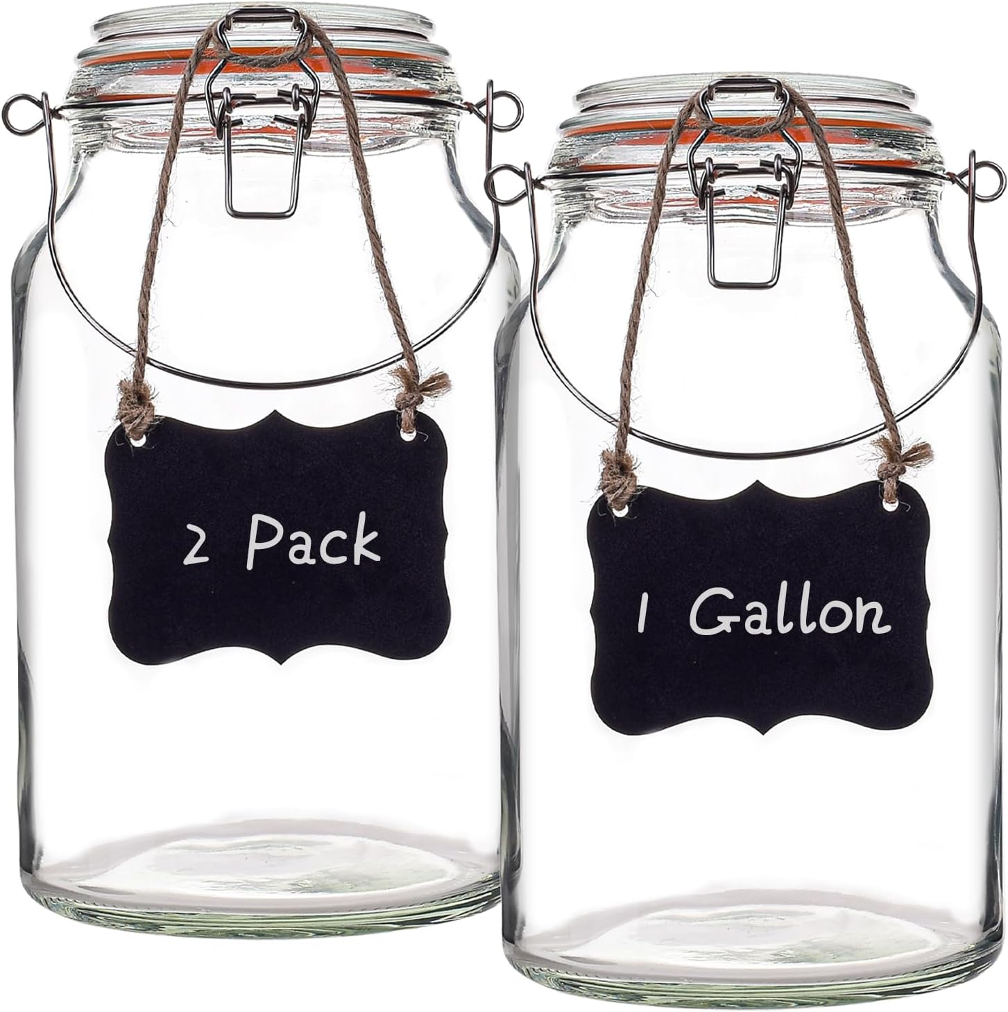 Amazon.com: Galssmagic 1 Gallon Glass Jar with Lids,2 Pack Super Wide ...