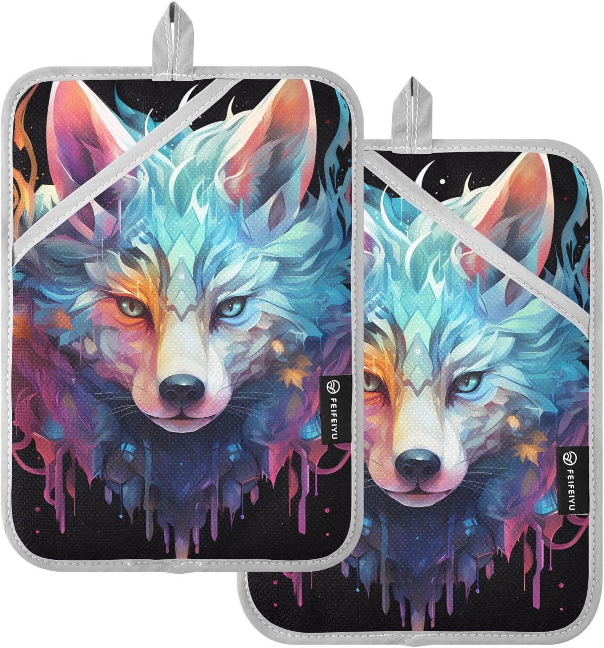 Amazon.com: Potholders Fantabulous Wolf Pot Holder Set Heat Resistant ...