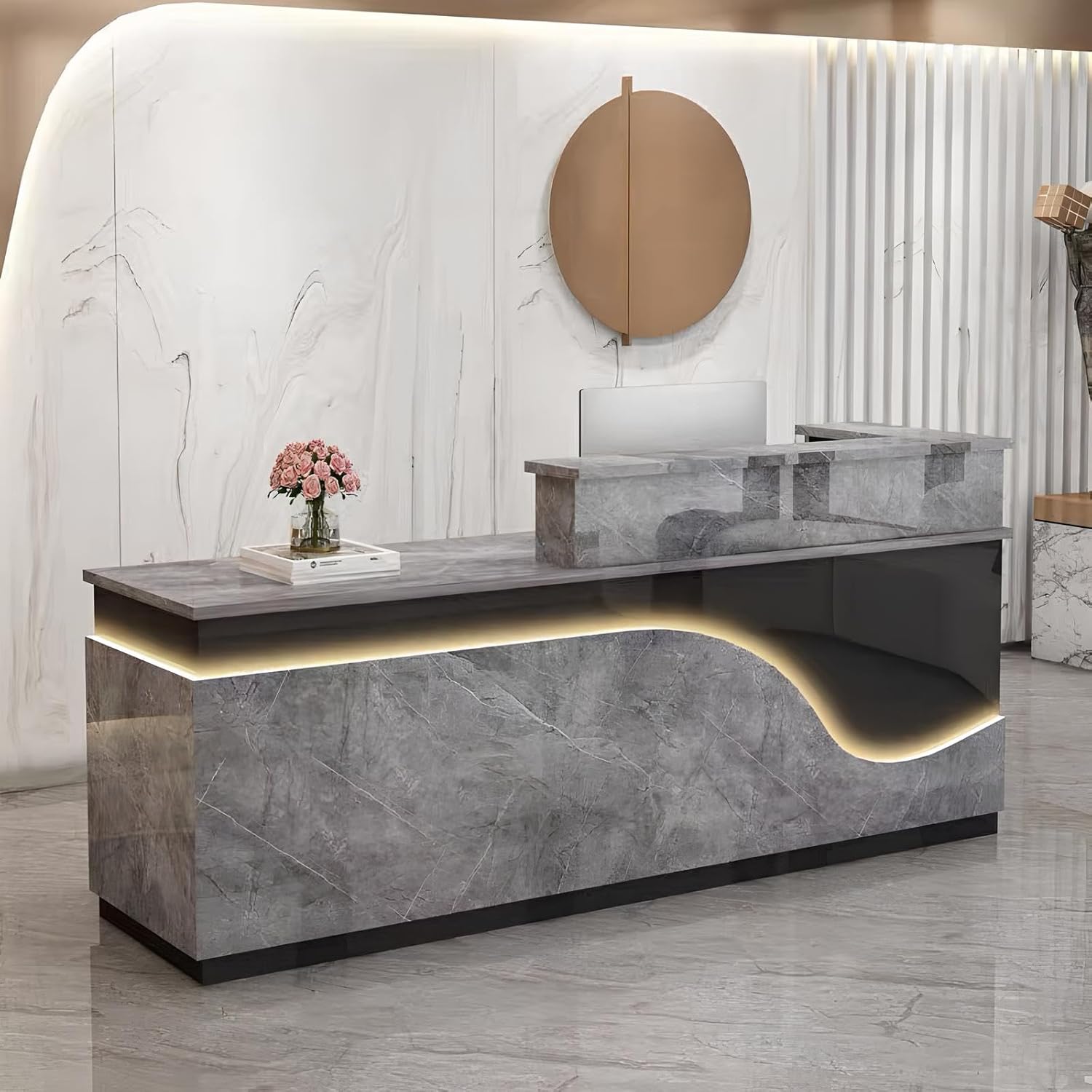 Amazon.com: Office Reception Desk with Counter - Great Space Saver ...