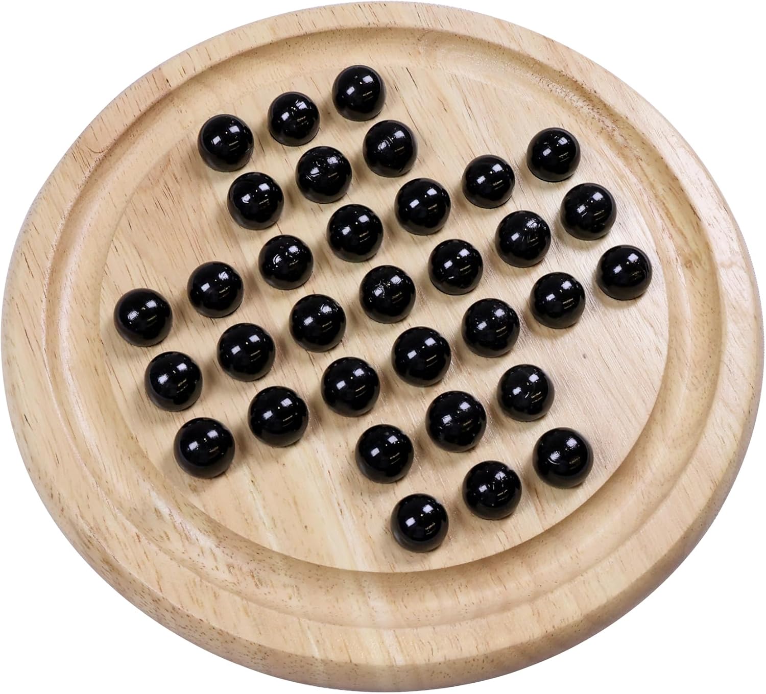 Amazon.com: Offelec Wooden Solitaire Board Game with 33 Piece Black ...
