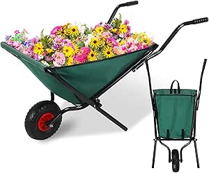Amazon.com : Datanly Collapsible Wheelbarrow 176 Lbs Yard Foldable ...