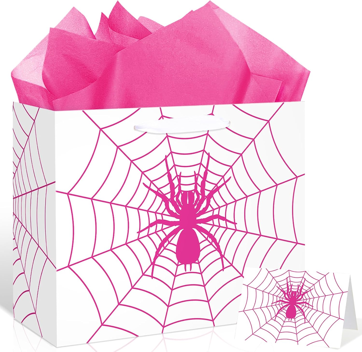 Amazon.com: Yomaiha Spider Birthday Gift Bag White Pink Spider Party ...