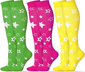 Amazon.com: Cindeer 3 Pairs Softball Knee High Socks with Stars ...