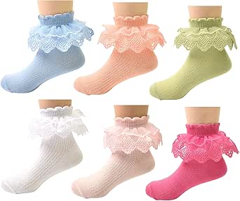 Amazon.com: WBZOTSS Baby Girls Ruffle Socks Lace Ruffle Frilly Cozy ...