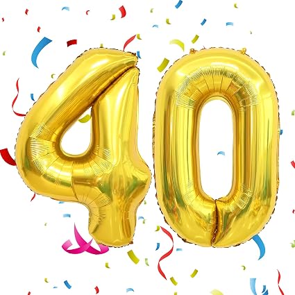 Amazon.com: Balloon Numbers 40 Inch Number 40 Balloon Gold 40 Balloon ...