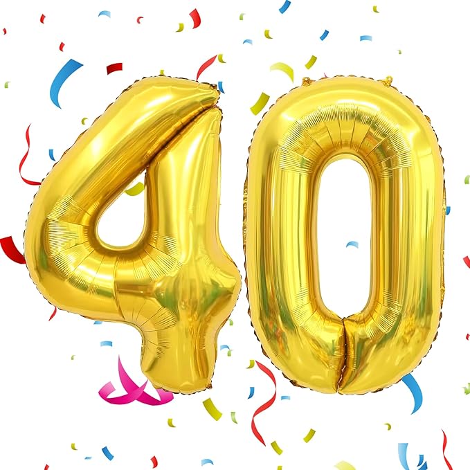 Amazon.com: Balloon Numbers 40 Inch Number 40 Balloon Gold 40 Balloon ...
