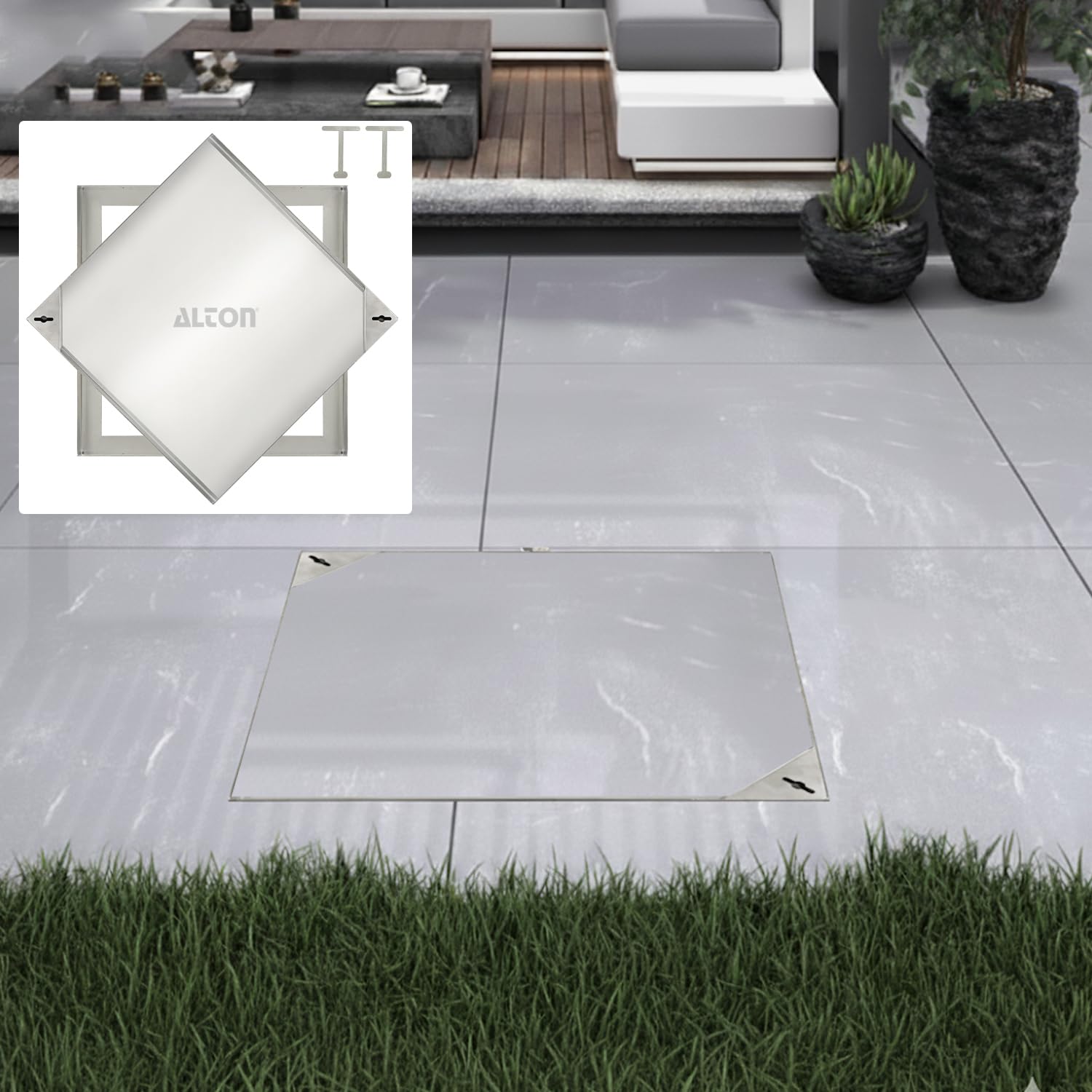 ALTON ALD5101, SS-304 Grade, 24x24 INCH, Reversible Manhole Drain Cover ...