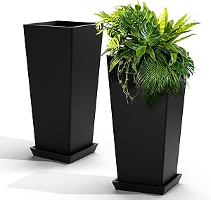 Amazon.com : Elevens Outdoor Planter Larger Flower Pots Indoor Taper ...