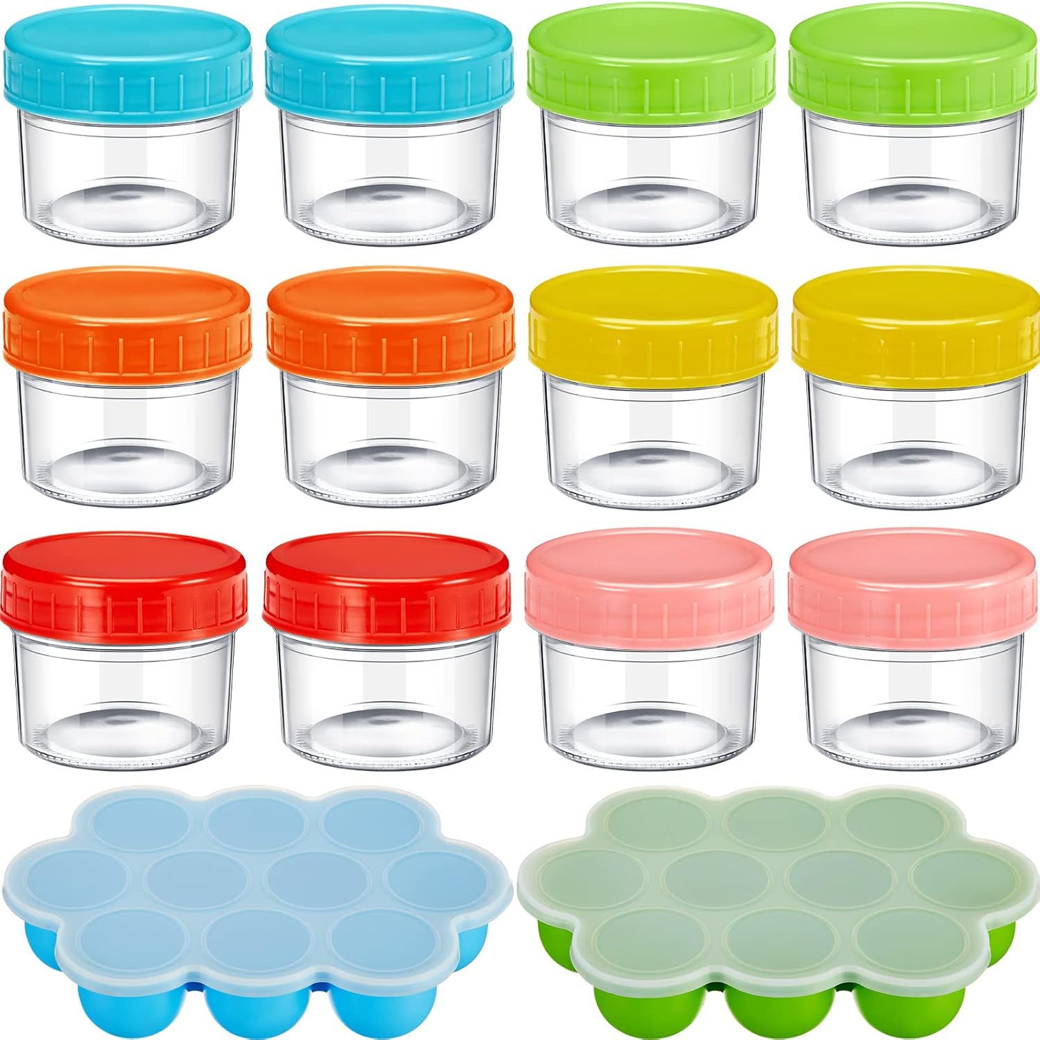 Amazon.com: 12 Pcs 4 oz Glass Baby Food Storage Jars Bundle and 2 Pcs ...
