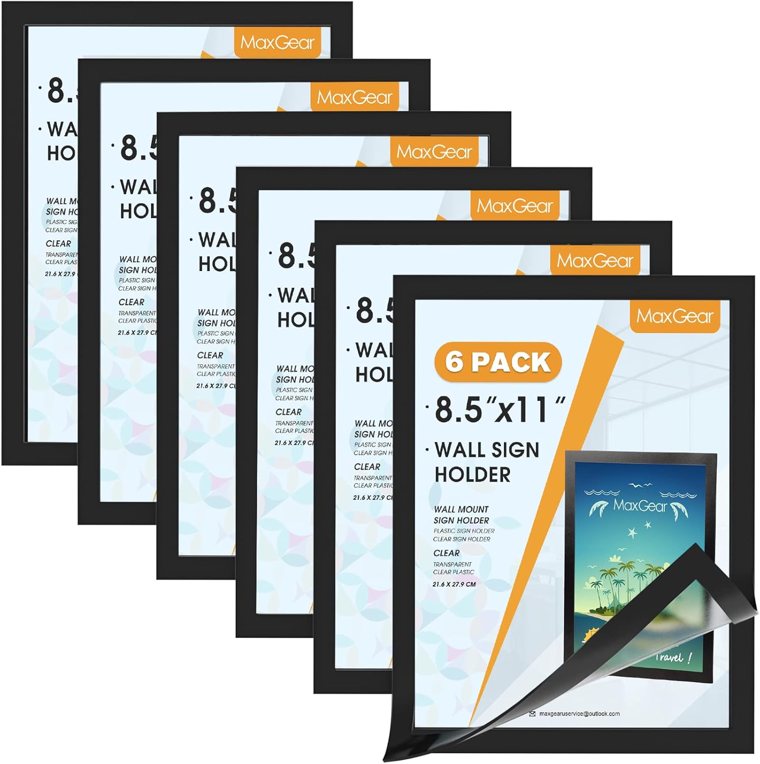 MaxGear Sign Holder 8.5 x 11 Wall Mount, Magnetic Clear Plastic Sign ...