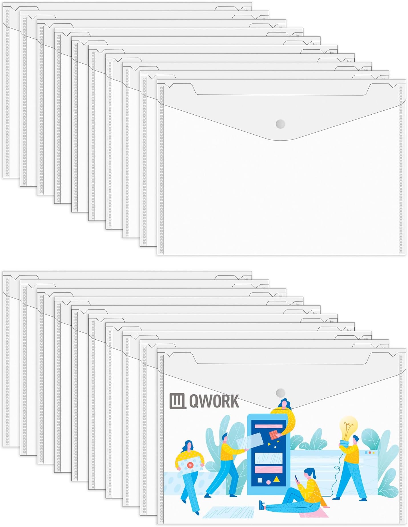 Amazon.com : QWORK Clear Plastic Envelopes, 20 Pcs A4 Letter Size ...