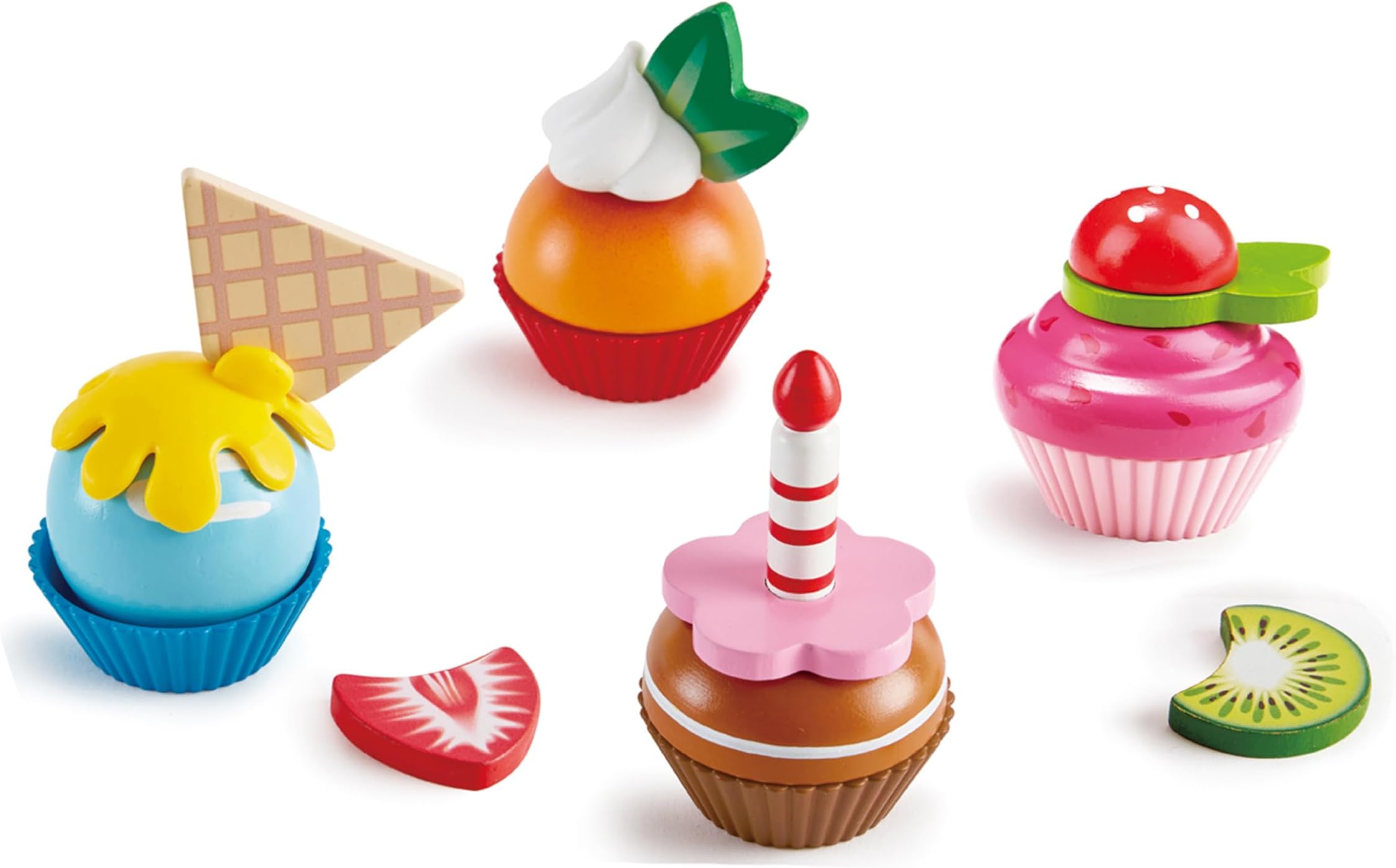 Hape Wooden Cupcake Play Set - Colorful Pretend Food Toys for Kids ...