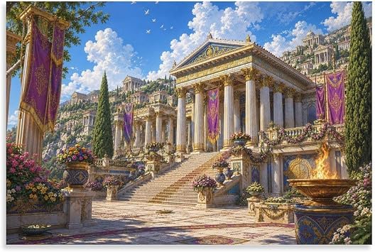 GPMNBCXZK Temple grec antique Palais Peinture Sur Toile, Déco Salon ...