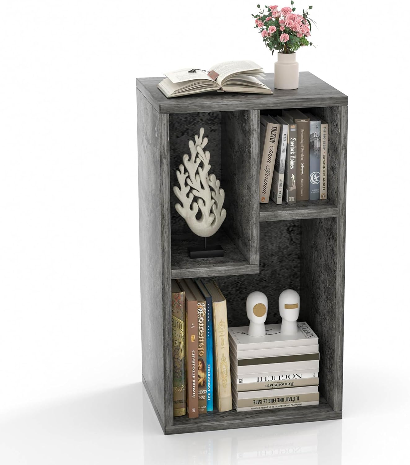 Amazon.com: VECELO 3-Cube Open Bookcase, Small Bookshelf with Height ...