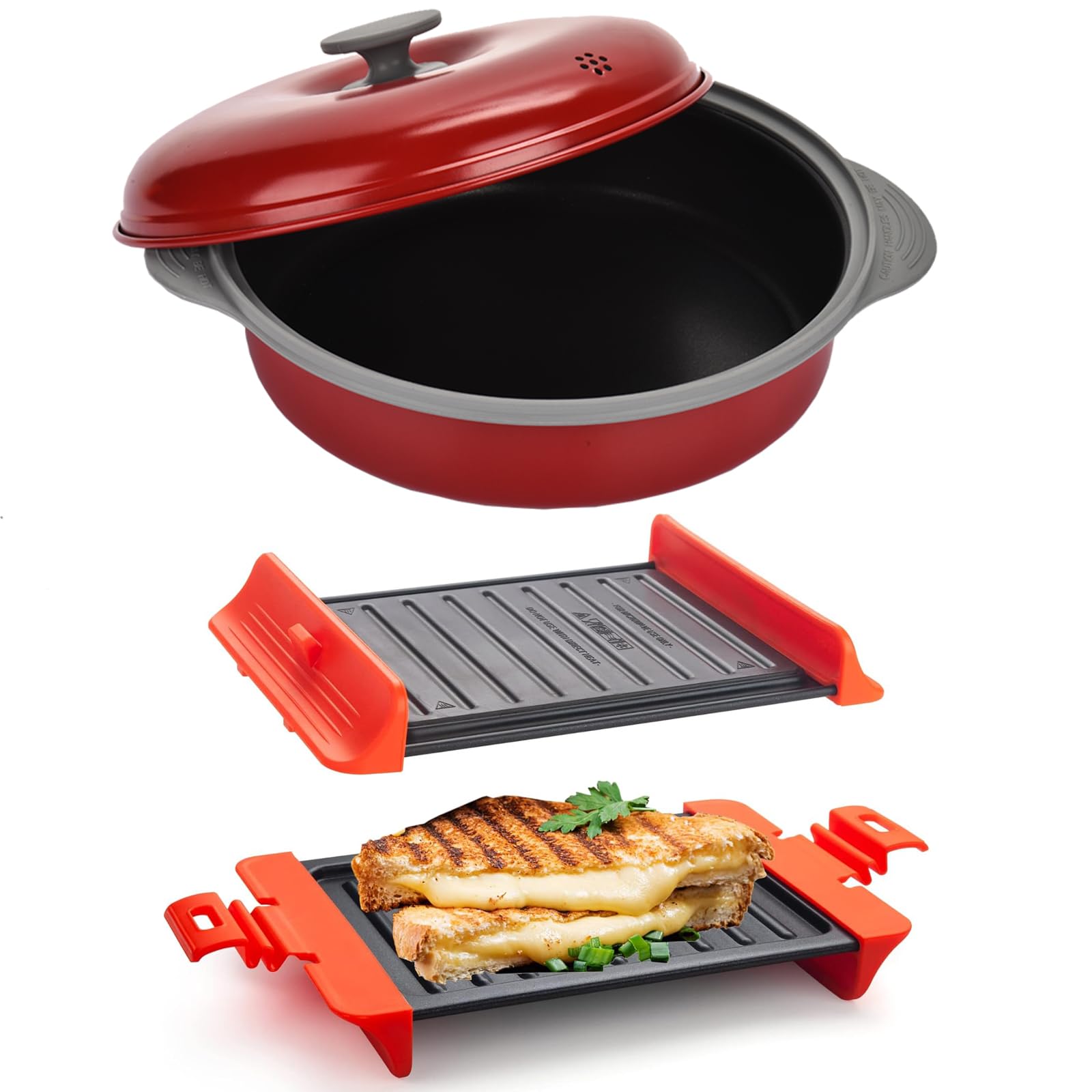 Amazon.com: MACONEE Microwave Cookware: Frying Pan Skillet with Panini ...
