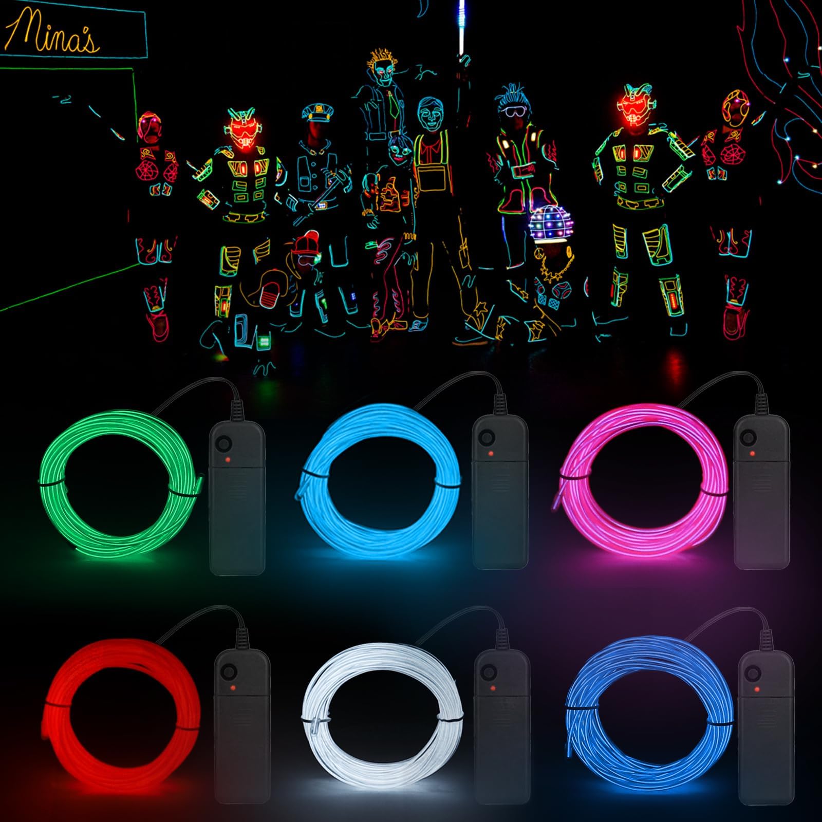Amazon.com: TDLTEK 10 Pack El Wire Neon Lights for Halloween, Burning ...