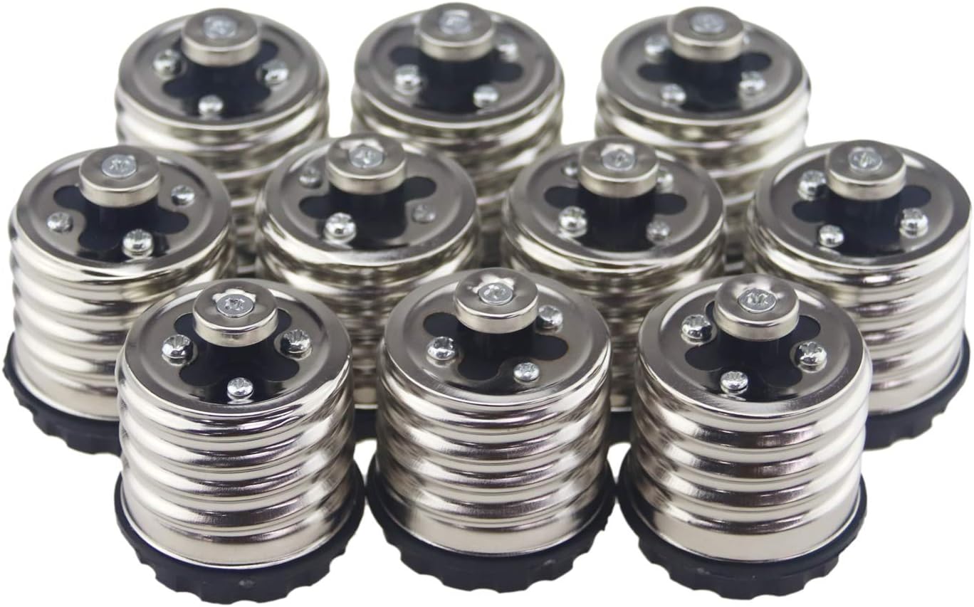 Rextin 10 pcs E39 To E26/E27 Light Bulb Adapters - Converts Pin Base ...