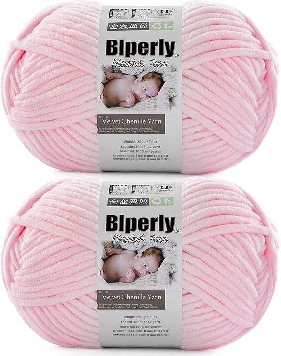 Amazon.com: 2 Pack of Chenille Baby Soft Blanket Yarn for Crocheting ...