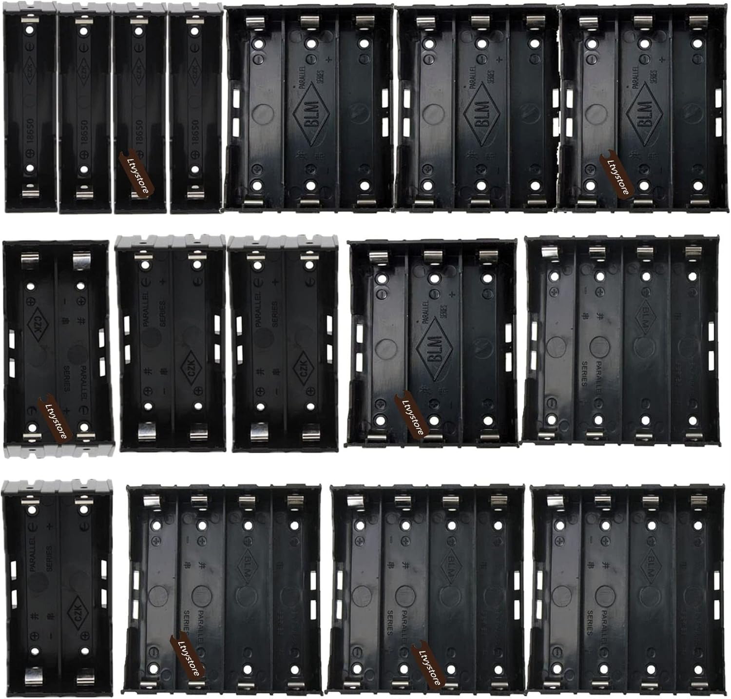 Amazon.com: Ltvystore 18650 Battery Case Holder, 16 Pcs 1Slots 2Slots ...