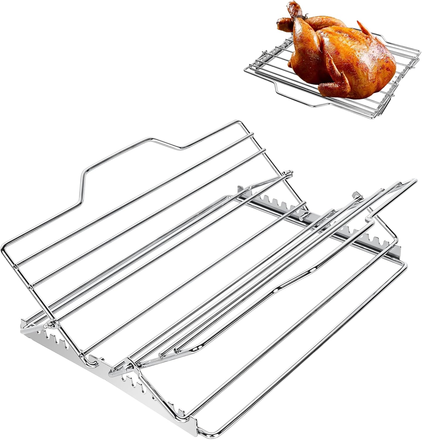 Amazon.com: Multi-Purpose Adjustable Roasting Rack Turkey Roaster Set ...