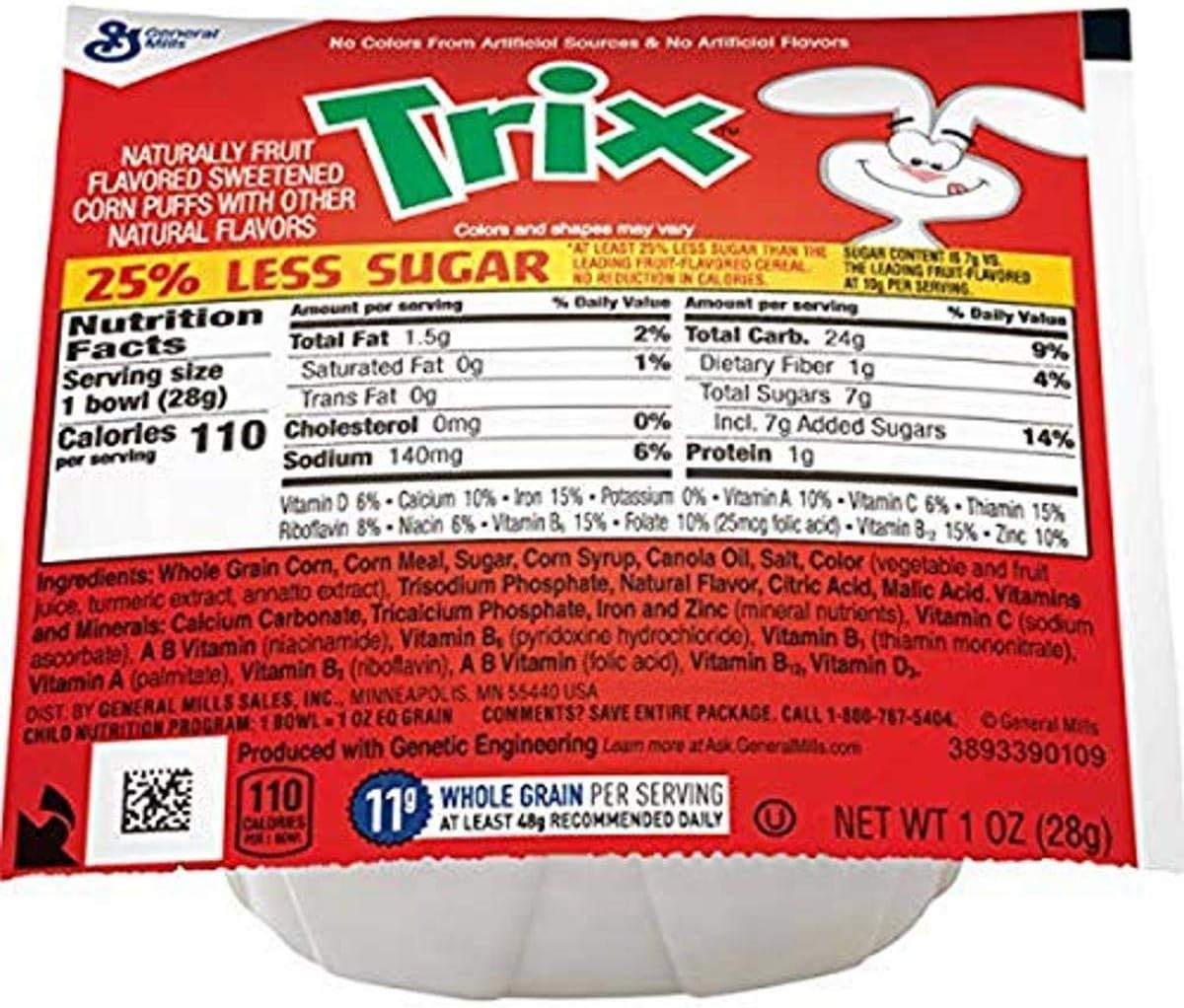 Amazon.com: Trix Reduced Sugar Cereal Single Serve Bowl, 1 Oz (Pack of ...