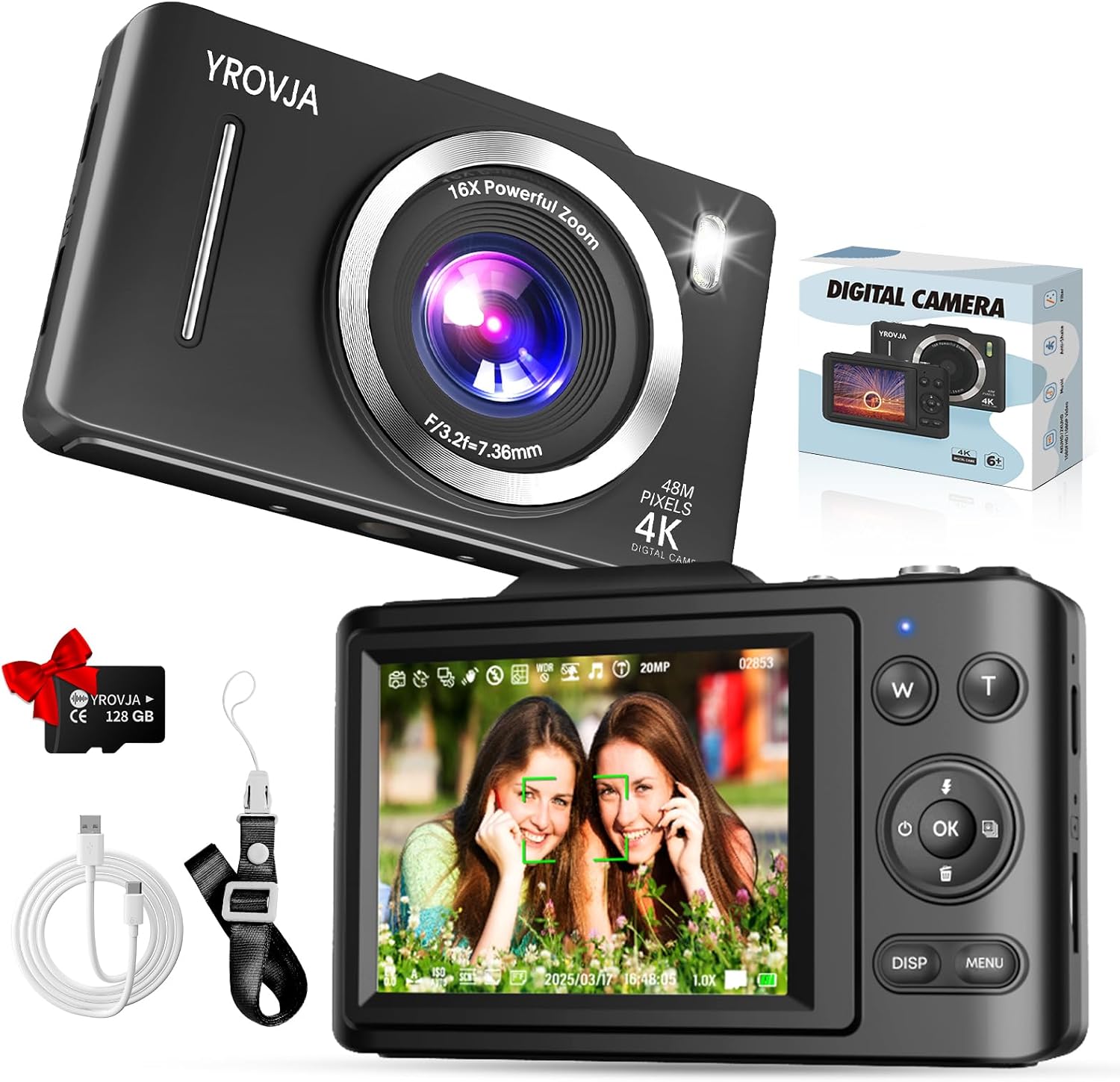 Amazon.com : Digital Camera, FHD 4K Vlogging Camera, with 128GB Card ...