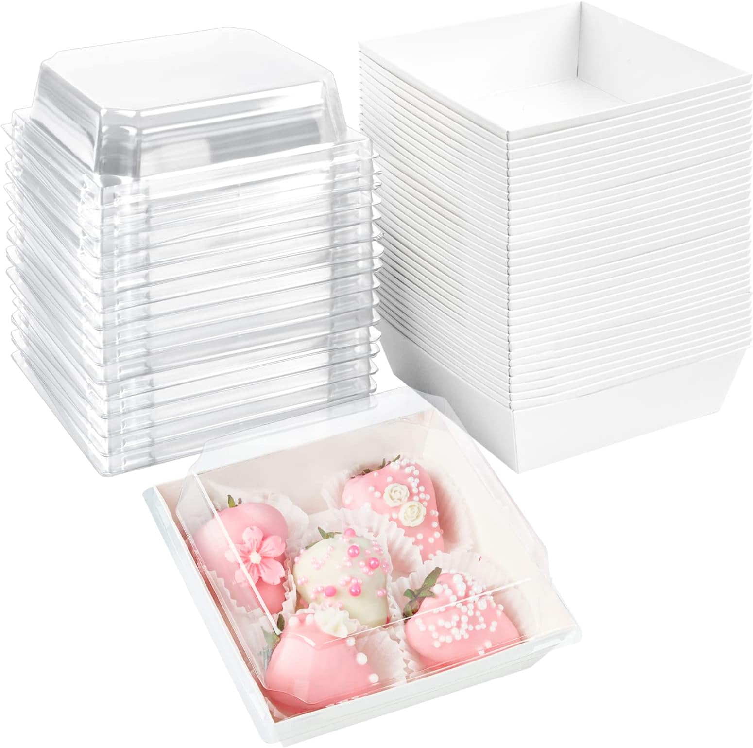 Amazon.com: Isohit 100 Pcs Christmas Charcuterie Boxes with Clear Lids ...