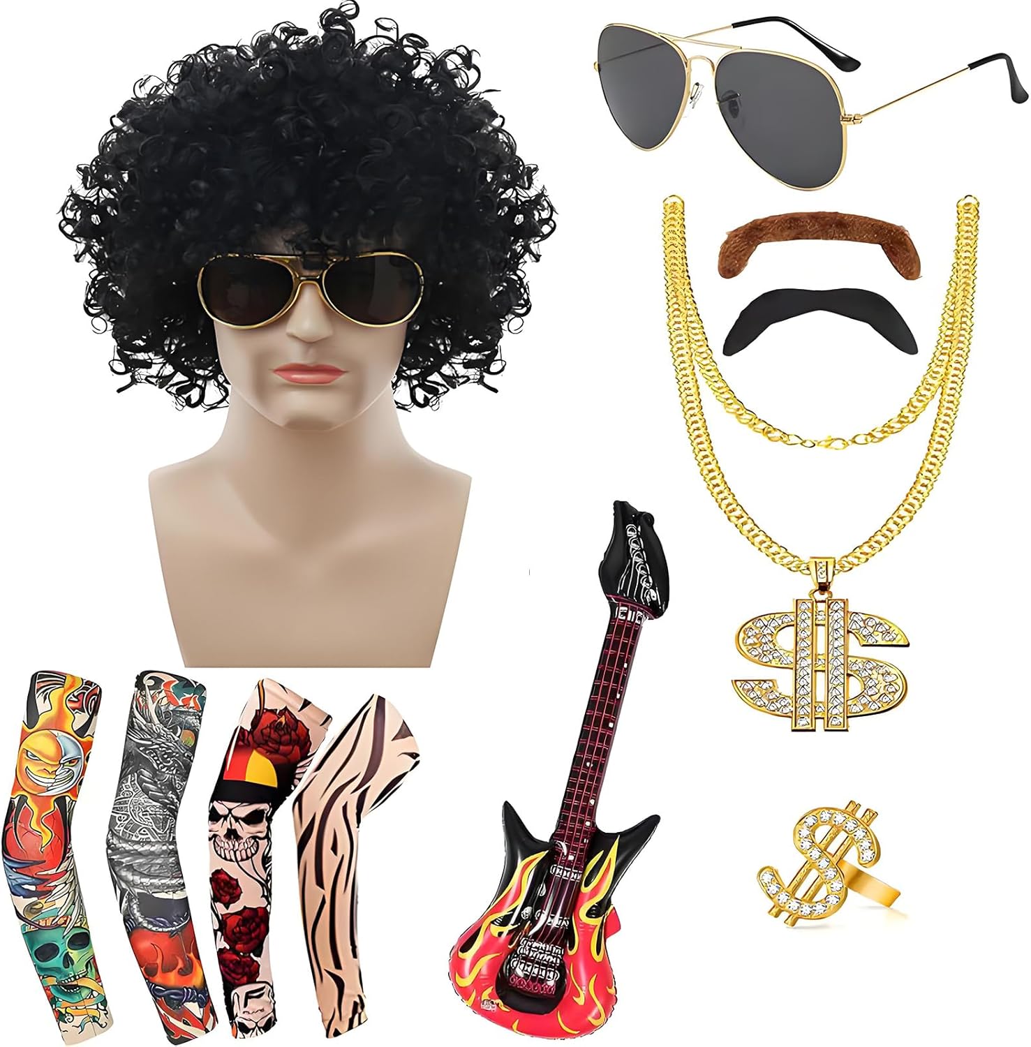 Amazon.com: HYVAKUPPA 80s Rocker Costume Wig for Men Women Halloween ...