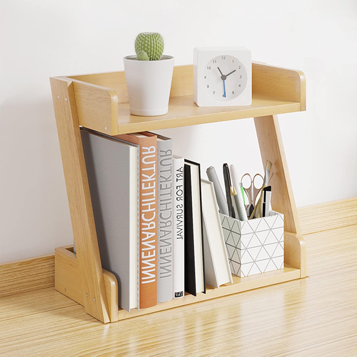 Amazon.com: Desk Shelf,Wooden Small Bookshelf - Freestanding Mini ...