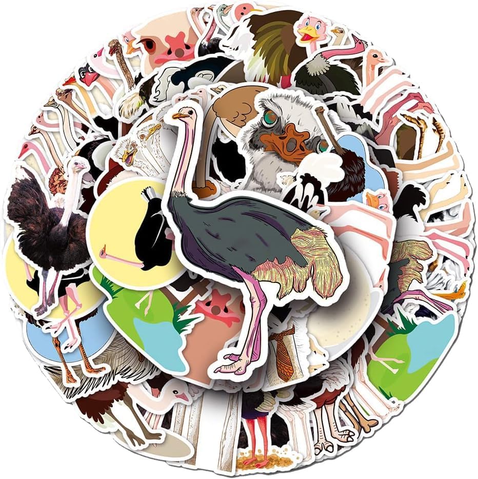 KittyAnie Cute Ostrich Stickers for Kids Boys Girls Teens|50 Pcs ...