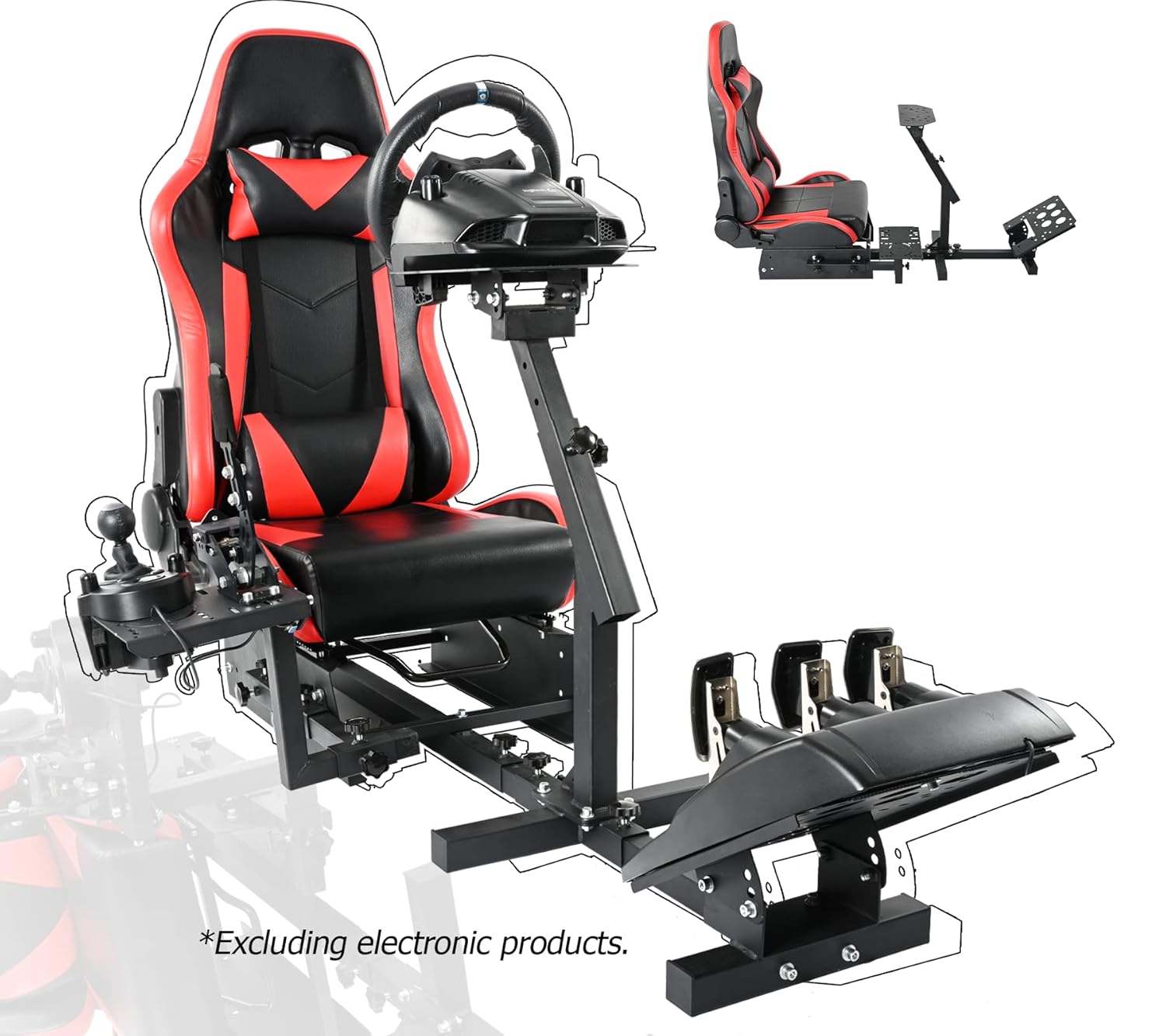 Amazon.com: Anman Pro Racing Sim Cockpit with Red Gaming chair Steering ...