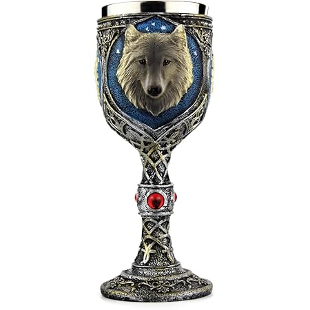 Amazon.com | EZESO Stainless Steel Wolf Goblet, EZESO Resin 3D Wine ...
