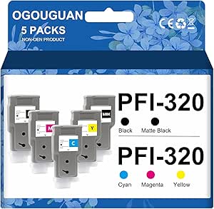 Amazon.co.jp: OGOUGUAN キャノン用 PFI320 PFI-320 300ML 顔料カートリッジ 互換インクタンク PFI320BK PFI-320BK 対応機種 ...