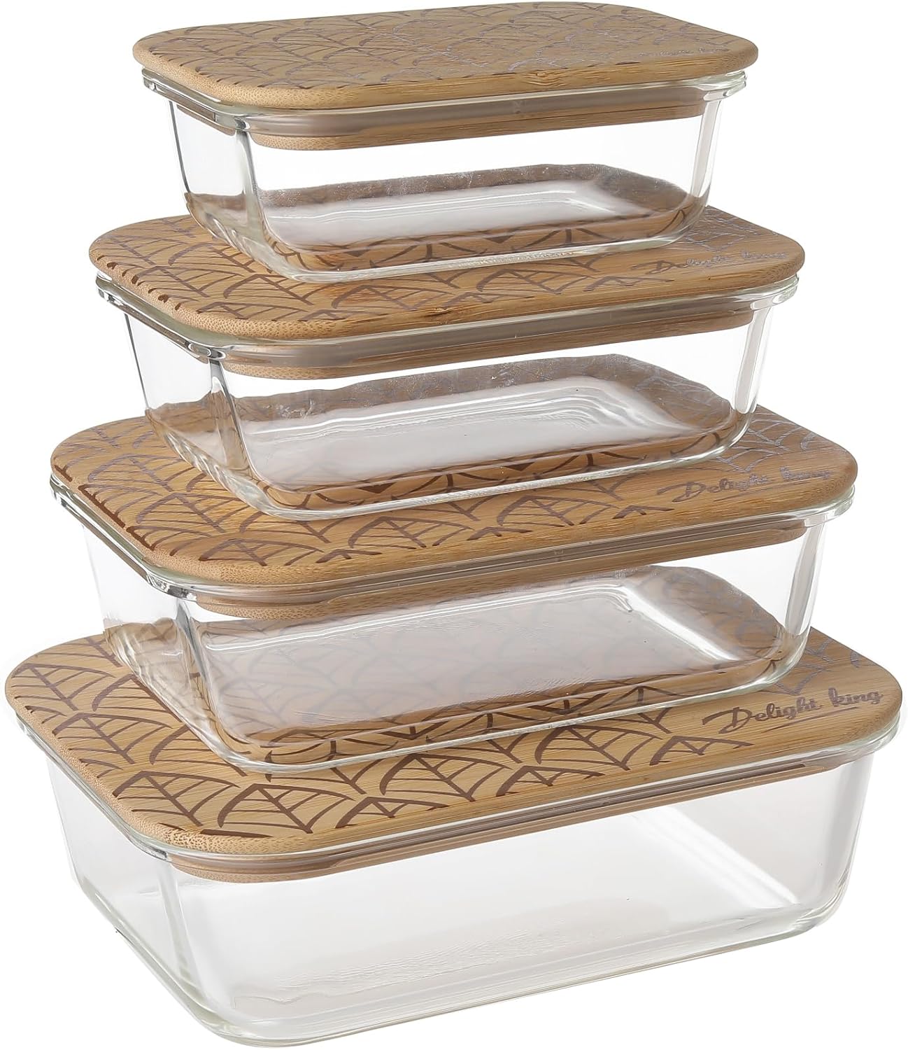 Amazon.com: Delight King Glass Containers with Bamboo Lids, Set of 4 ...