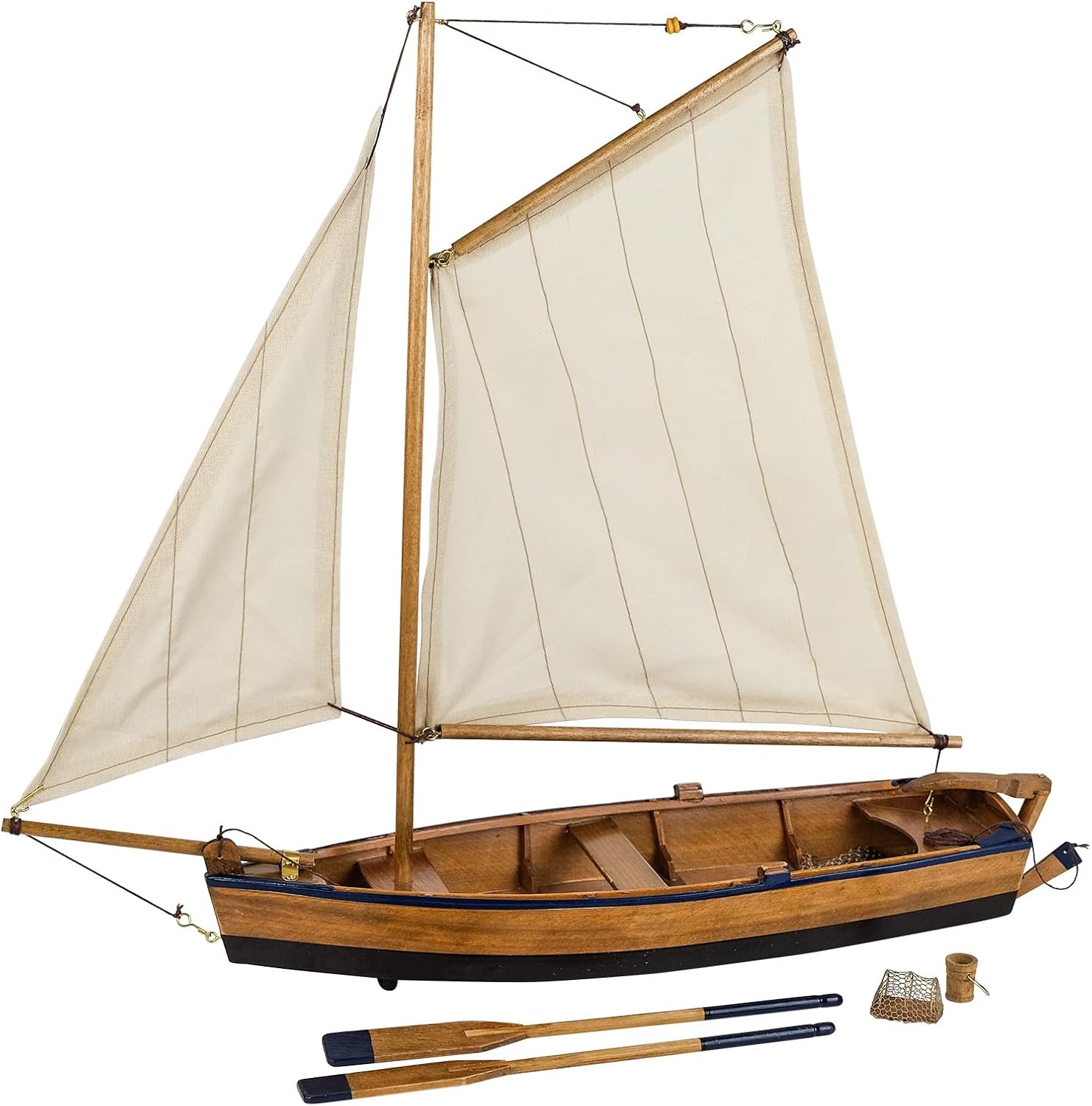 Amazon.com: SAILINGSTORY Wooden Fishing Boat Model Rowboat Sailboat ...