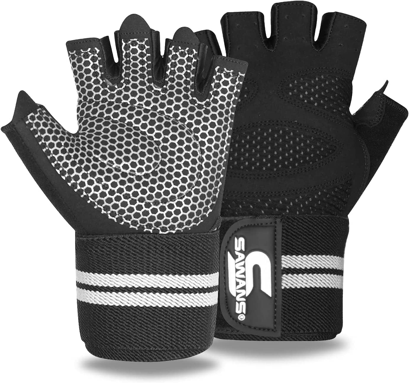 SAWANS Weight Lifting Gloves Gym Workout Fitness Wrist Wrap Support Men ...