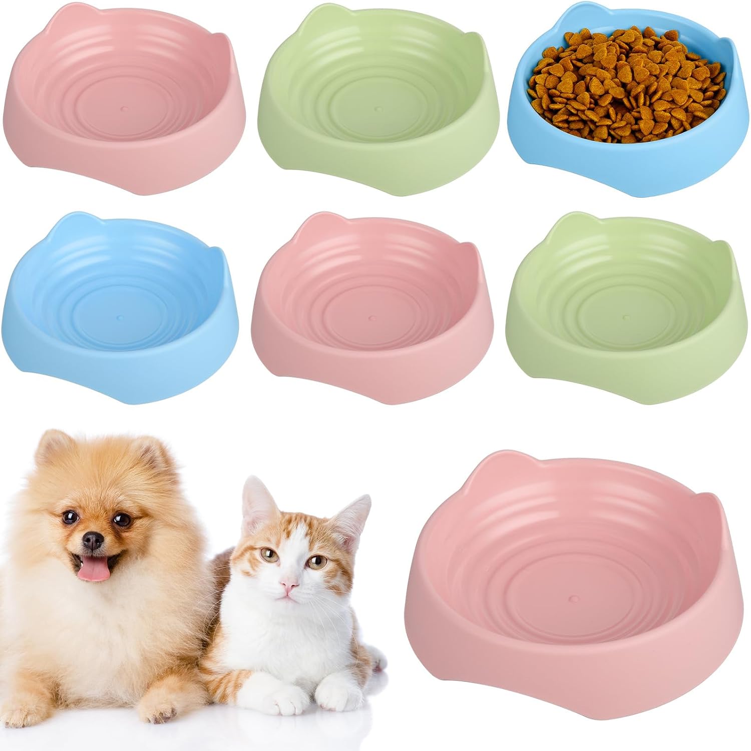 Amazon.com : Suclain 6 Pcs Plastic Cat Food Bowl, Whisker Stress Free ...