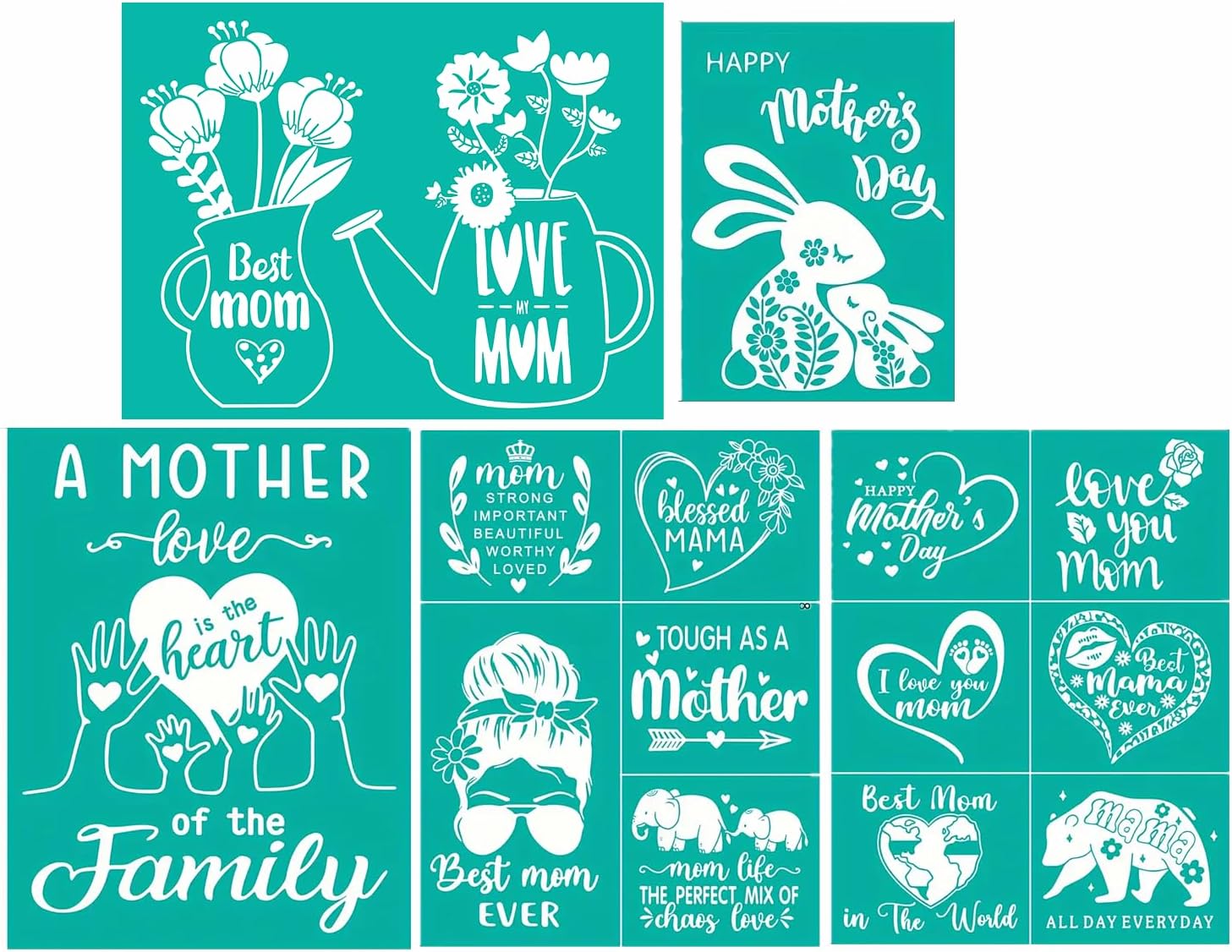 Amazon.com: 5 Pcs Mother Silk Screen Stencils, Happy Mother's Day ...