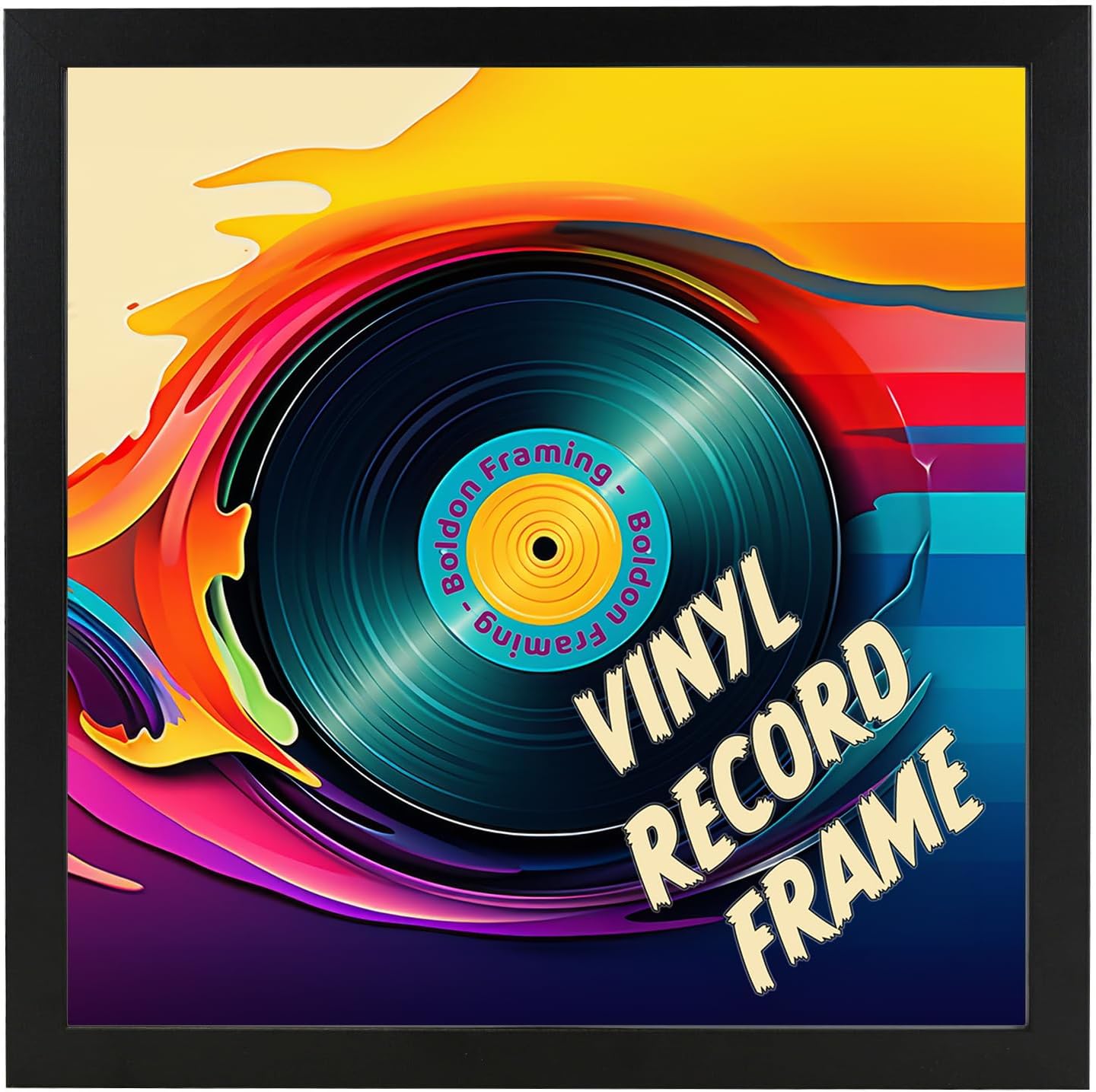 Boldon Framing Black Vinyl Record Square Photo Frame for Album Art Wall ...