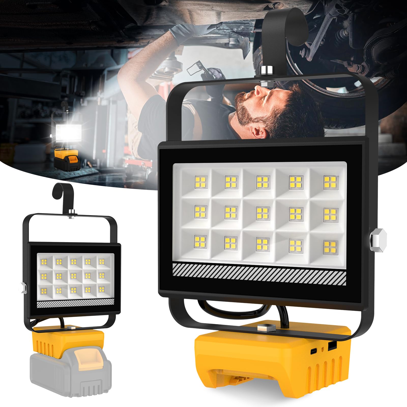 T-SUN Battery Work Light,Cordless LED Work Light for Dewalt 18V/20V ...