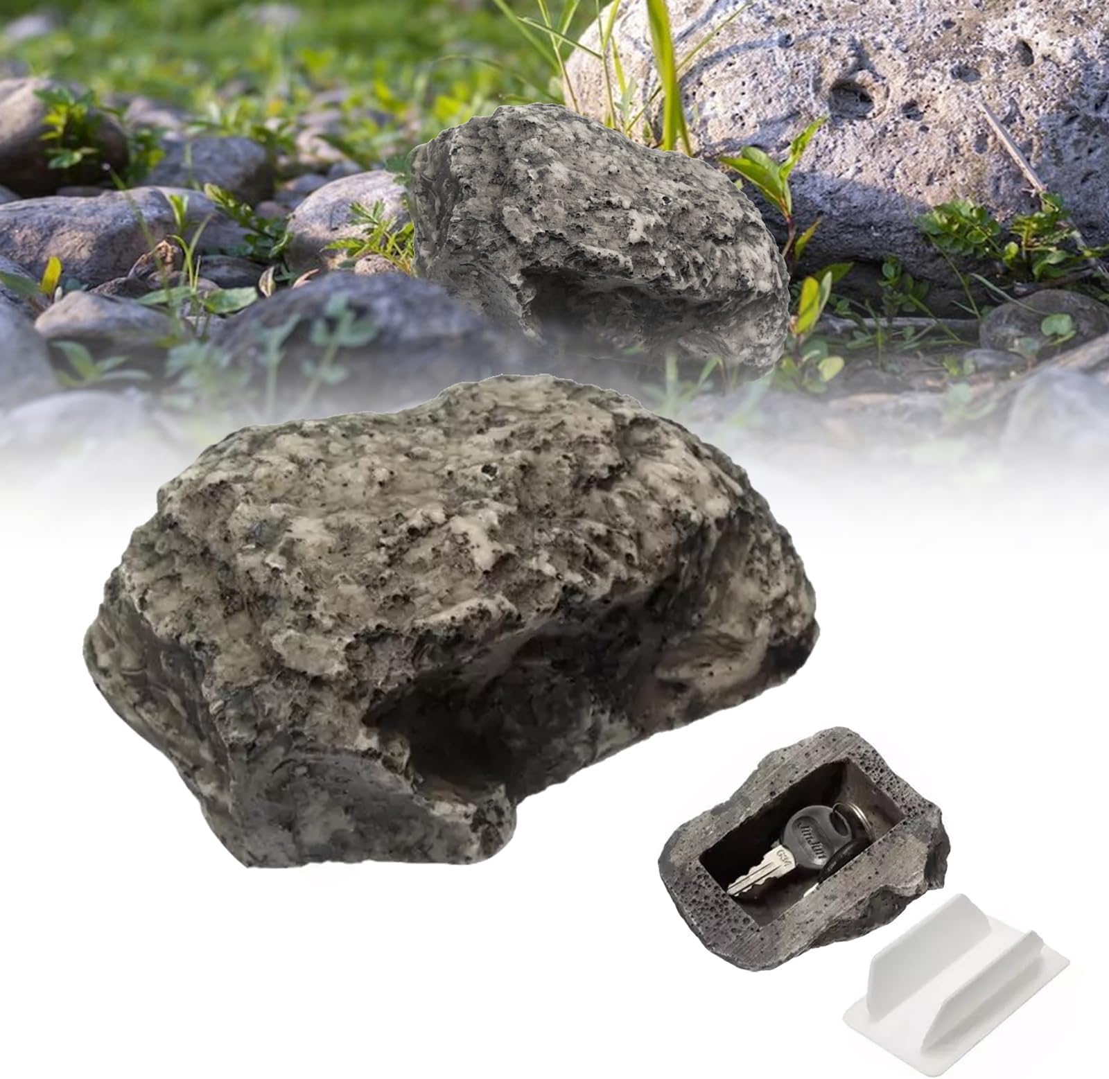 Amazon.com: Bits and Pieces - Hide-A-Key Stone Safe Gadget - Fake Rock ...