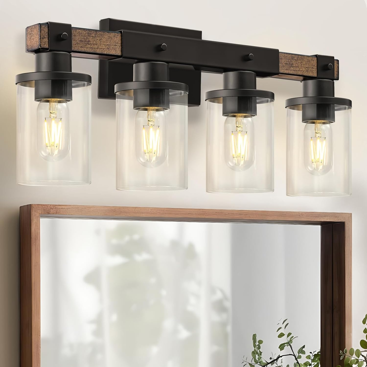 GOEBLESON 4-Light Bathroom Light Fixture, Farmhouse Vanity Lights for ...