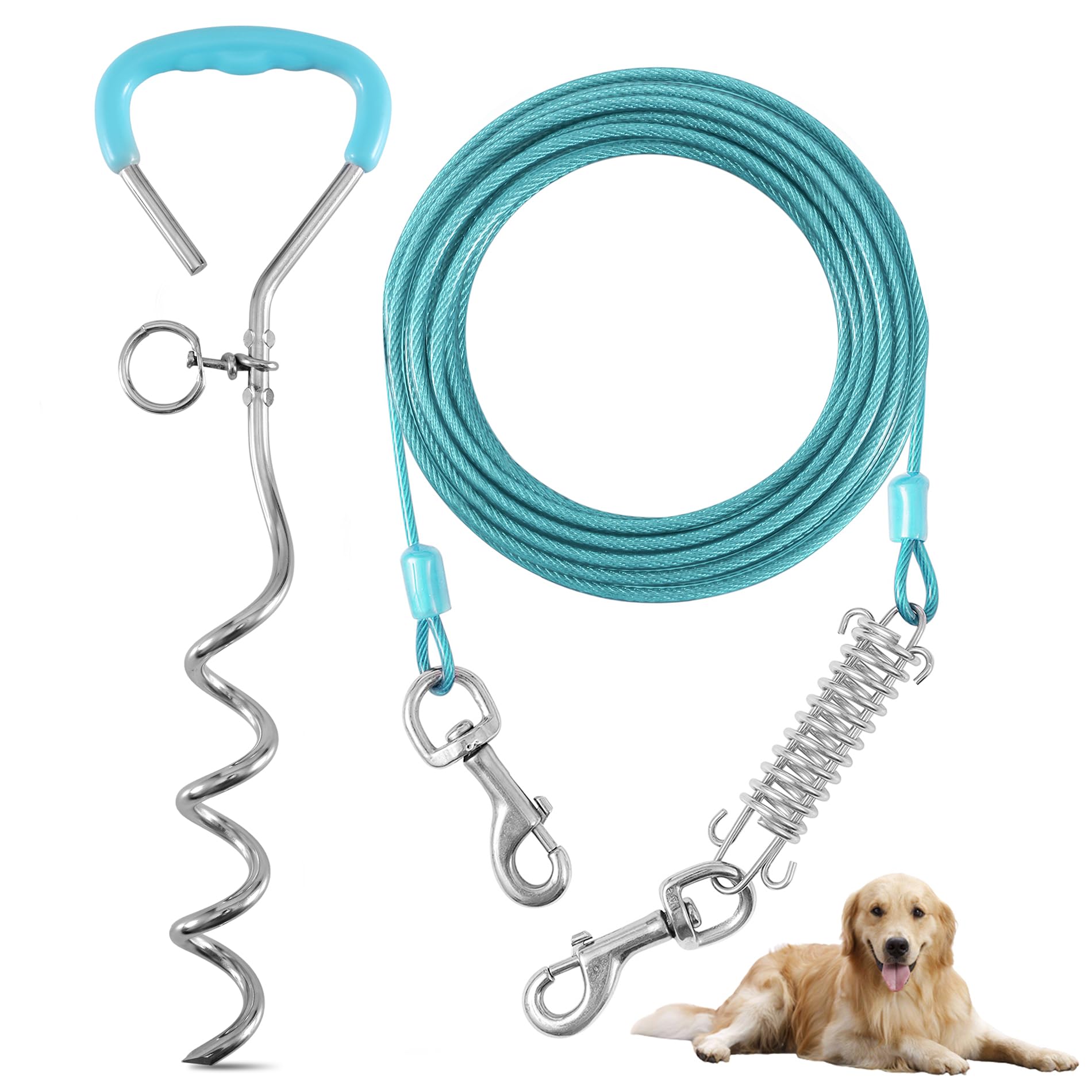 Amazon.com: Dog Tie Out Cable and Stake,30FT Outside Dog Run Cable ...