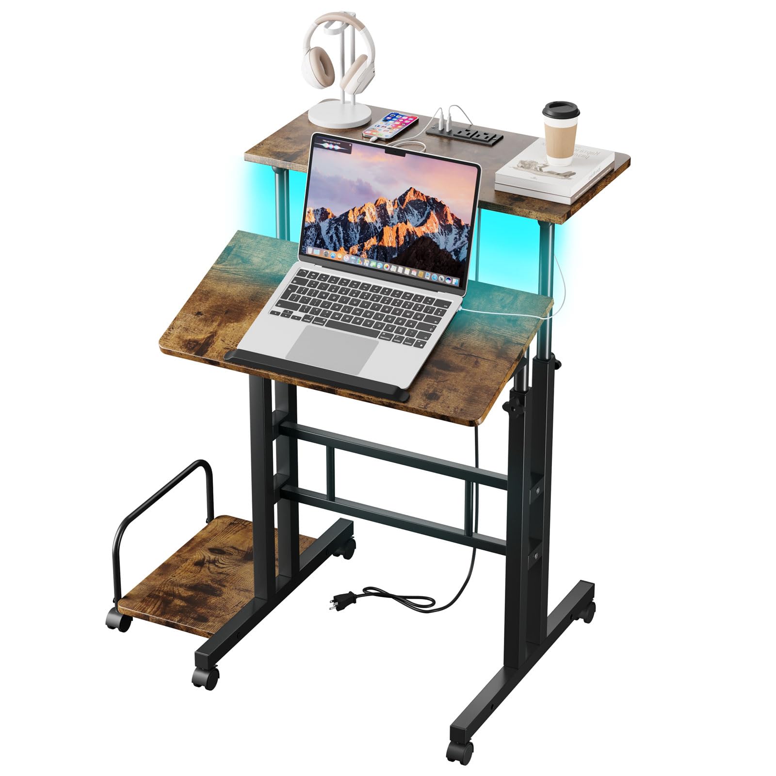 Amazon.com: Dripex Mobile Standing Desk with Power Outlets & Strip ...