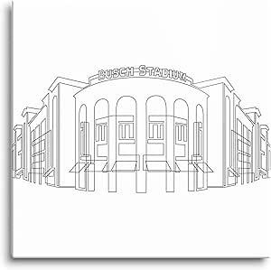 Amazon.com: SOULFINE Minimalist B&W Missouri Busch Stadium Line Drawing ...